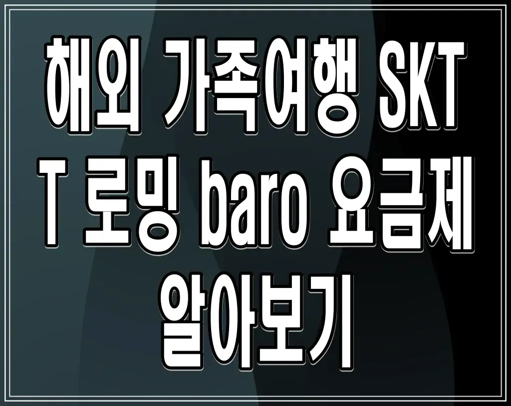 해외 가족여행 SKT T 로밍 baro 요금제 알아보기