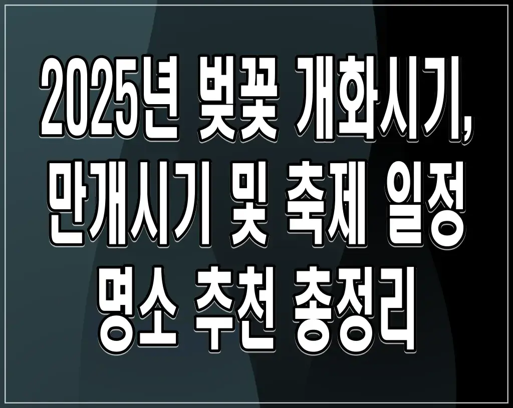 2025년 벚꽃 개화시기, 만개시기 및 축제 일정 명소 추천 총정리
