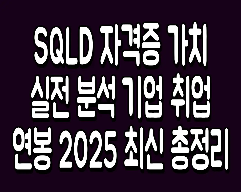 SQLD 자격증 가치 실전 분석 기업 취업 연봉 2025 최신 총정리